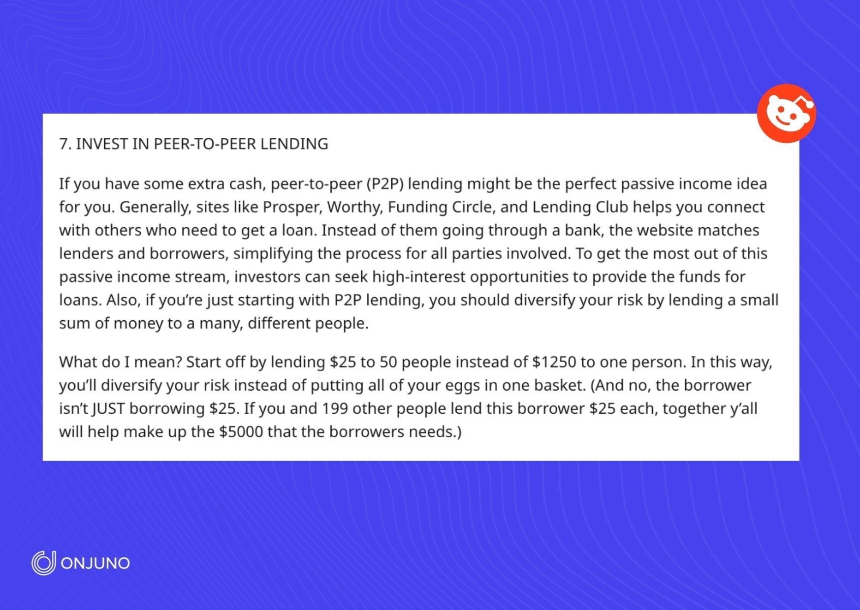 Juno | 7 Best Money Tips From Passive Income Reddit